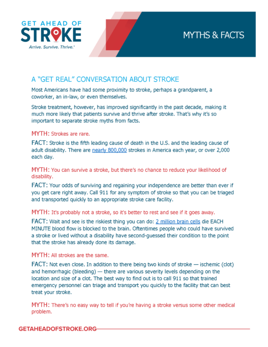 Stroke Myths and Facts Handout - Get Ahead of Stroke